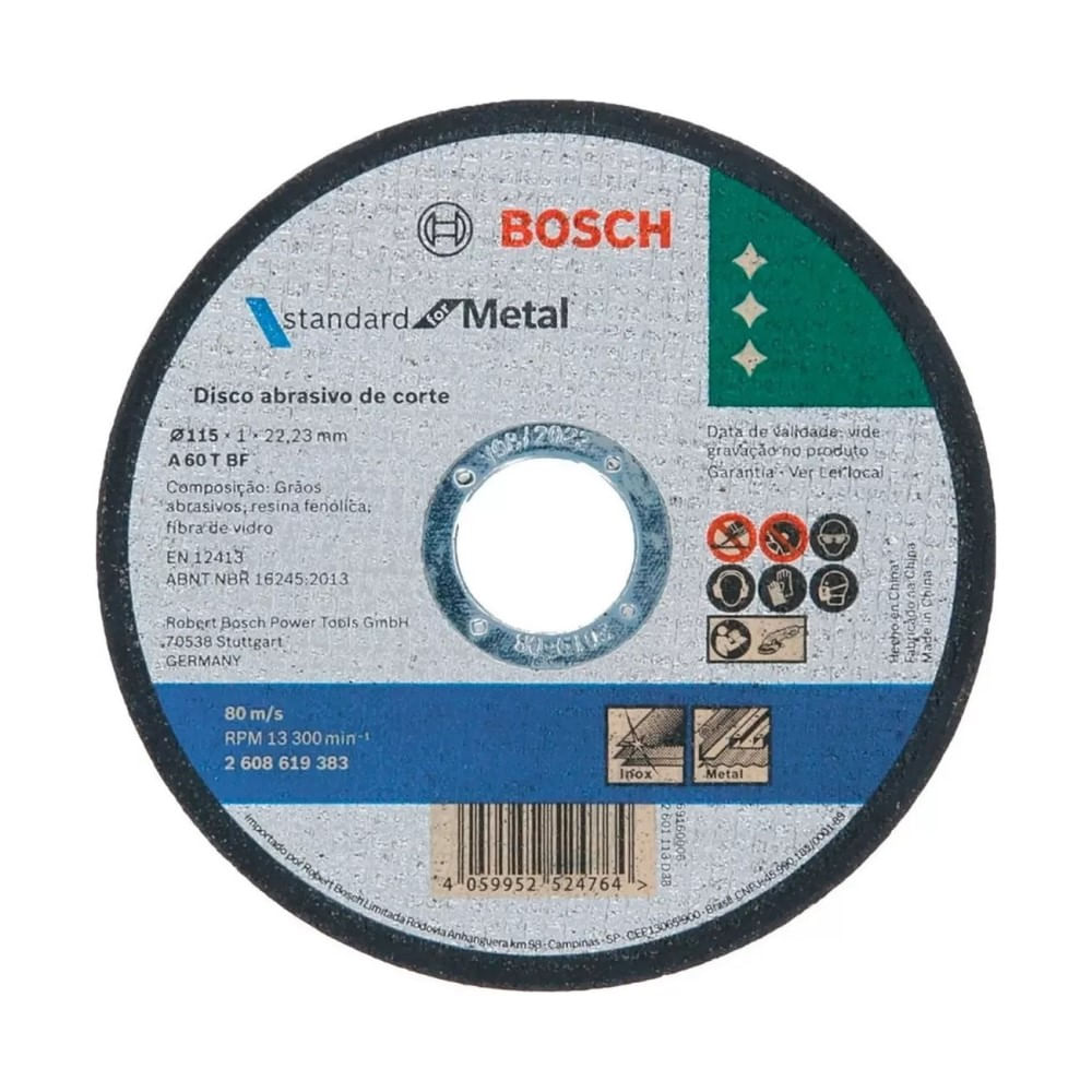 Disco Corte 4,5" 1mm 2608619383 Bosch - Loja Solar